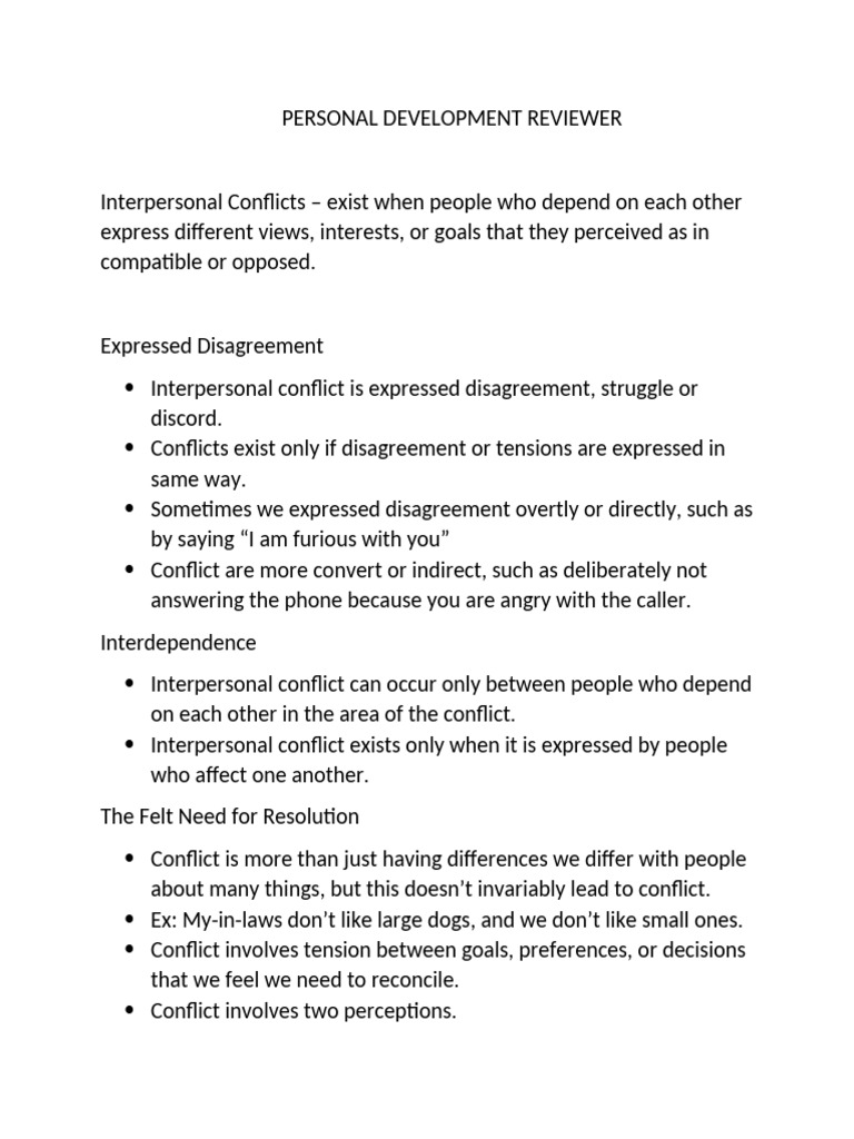 Personal Development Reviewer | PDF | Interpersonal Relationships | Behavioural Sciences