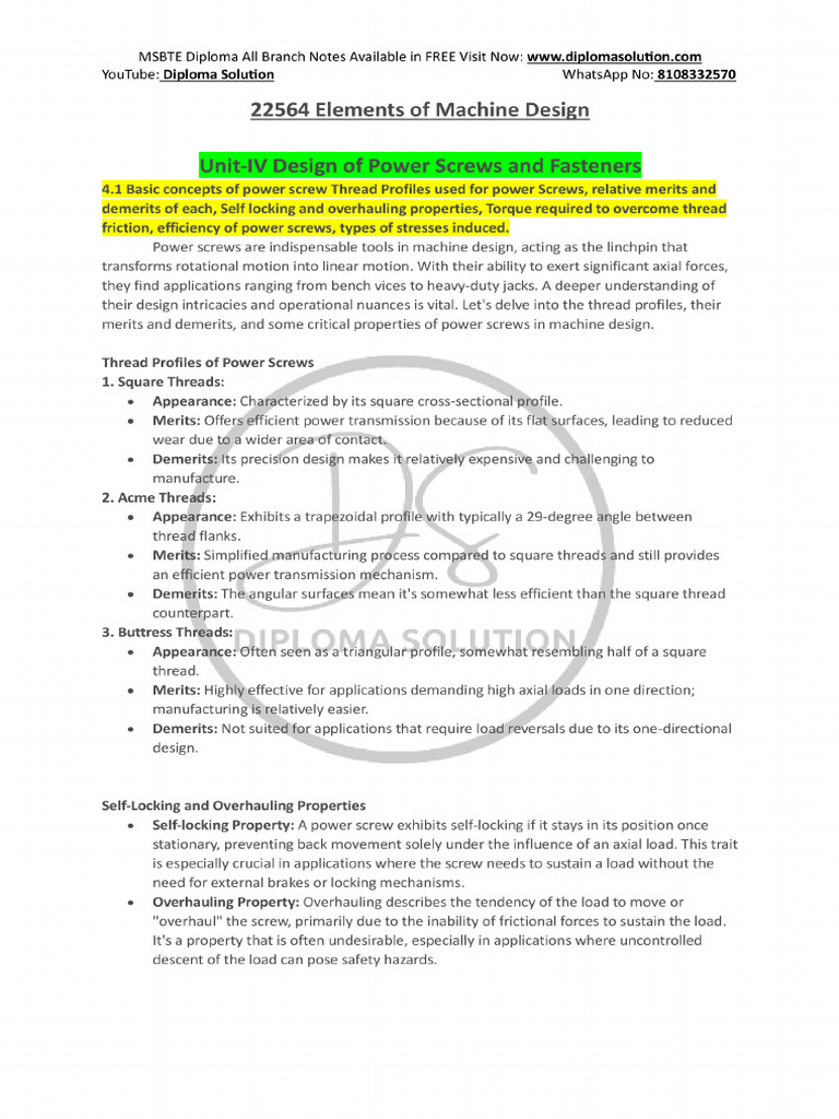 Elements of Machine Design 4 | PDF