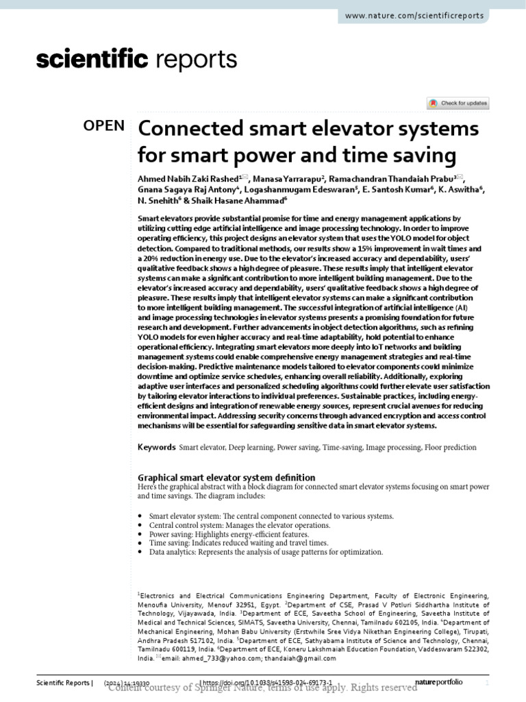 Connected Smart Elevator Systems For Smart Power A | PDF | Elevator | Energy Conservation