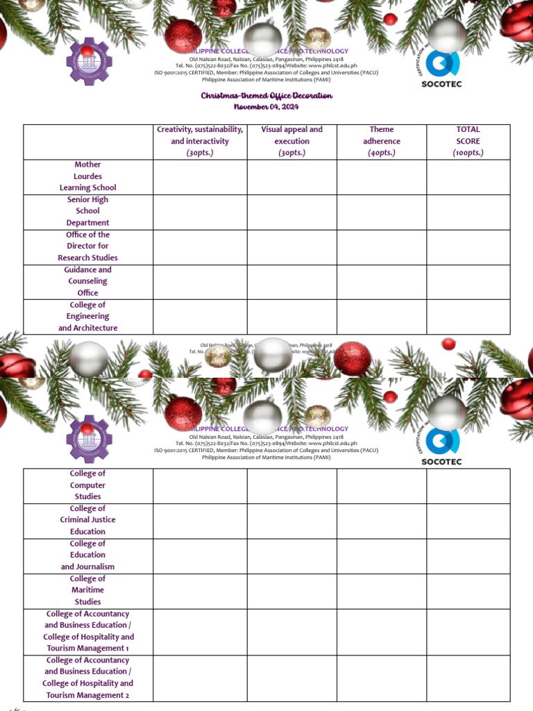 Office Decor Contest Rubric | PDF