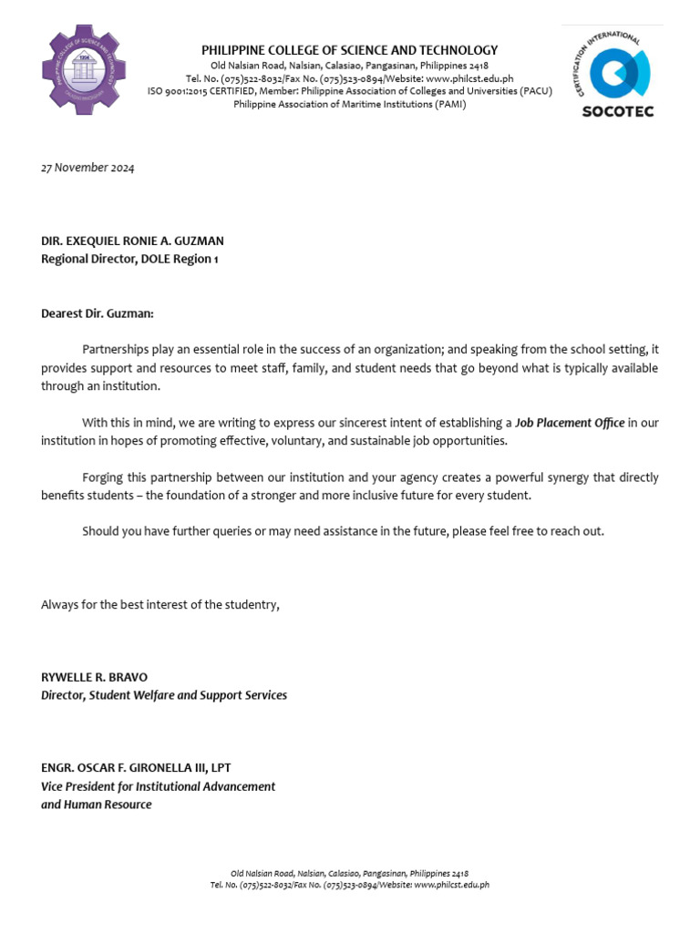 DOLE Letter of Intent | PDF