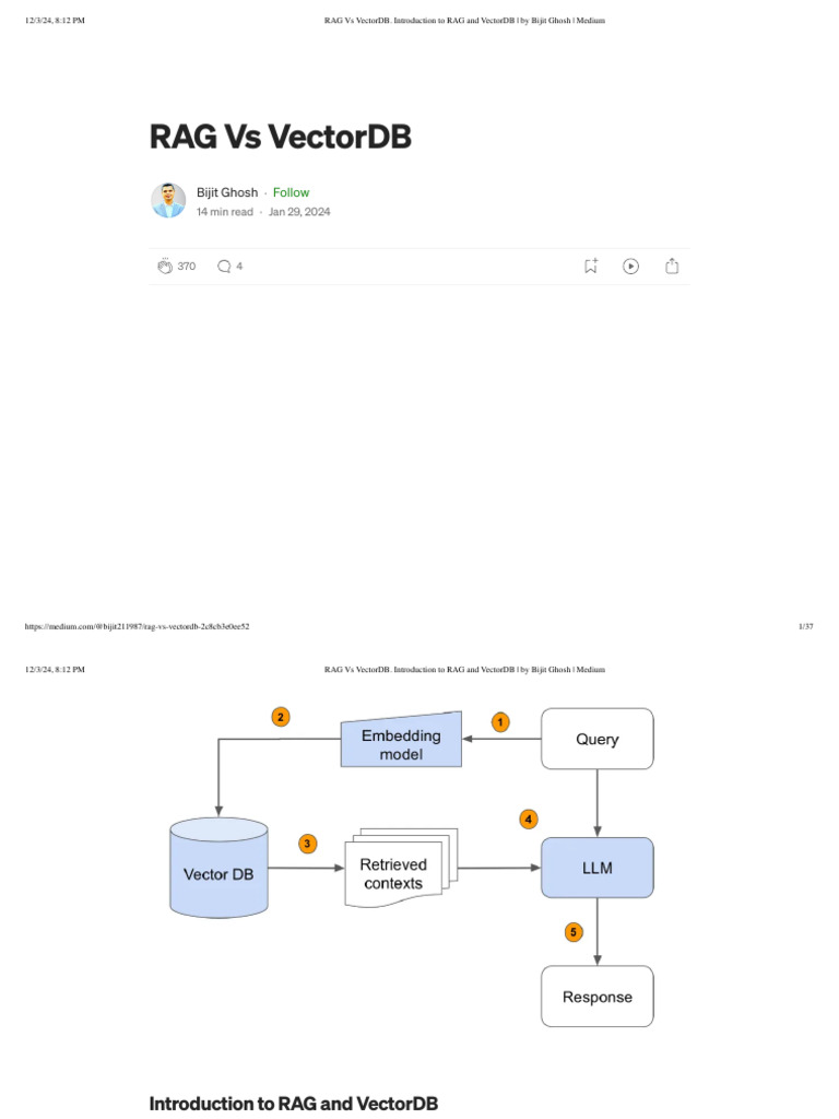 RAG Vs VectorDB. Introduction to RAG and VectorDB _ by Bijit Ghosh _ Medium | PDF | Databases ...