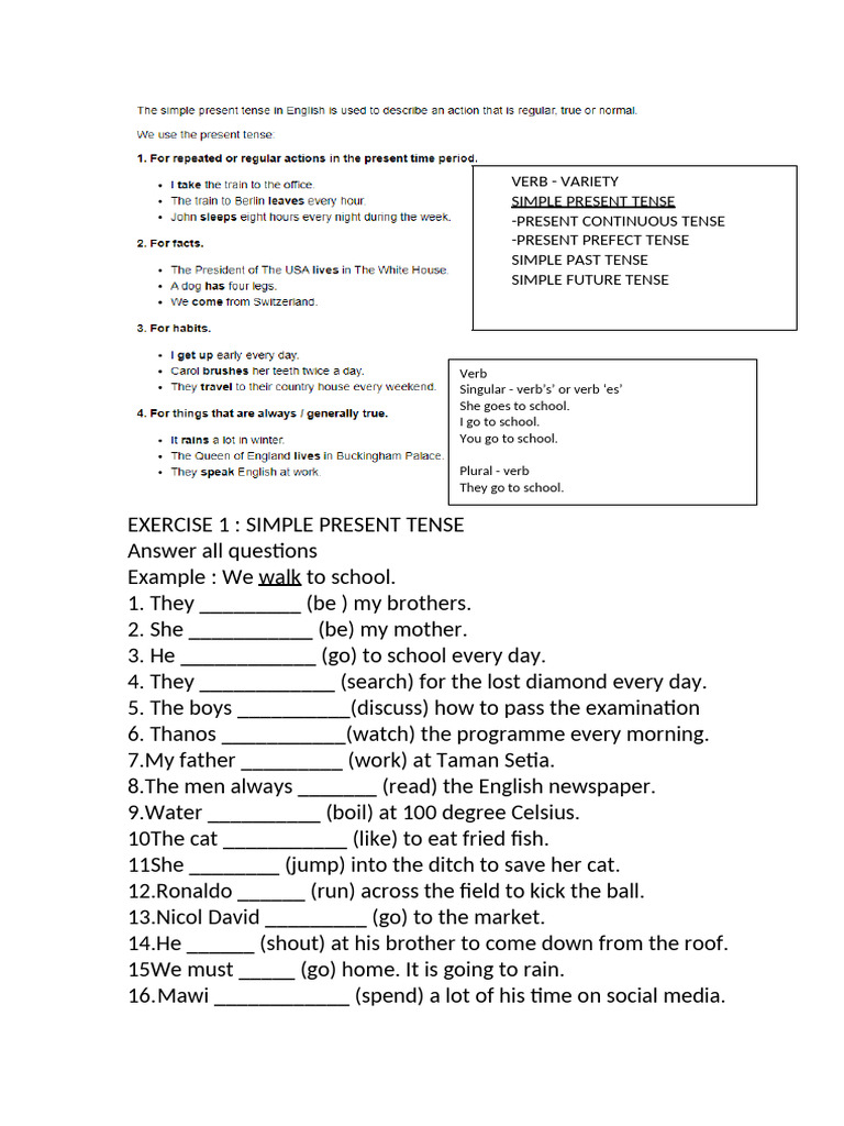 Simple Present Tense | PDF