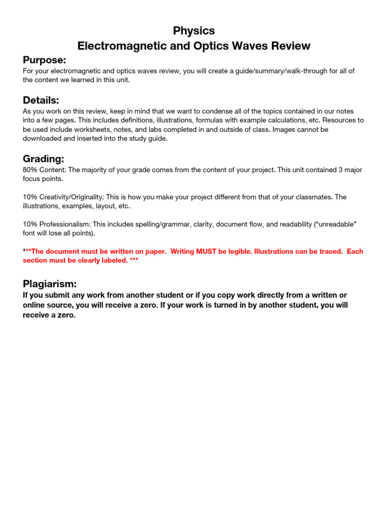 Physics Electromagnetic Waves and Optics Review | PDF | Diffraction | Light