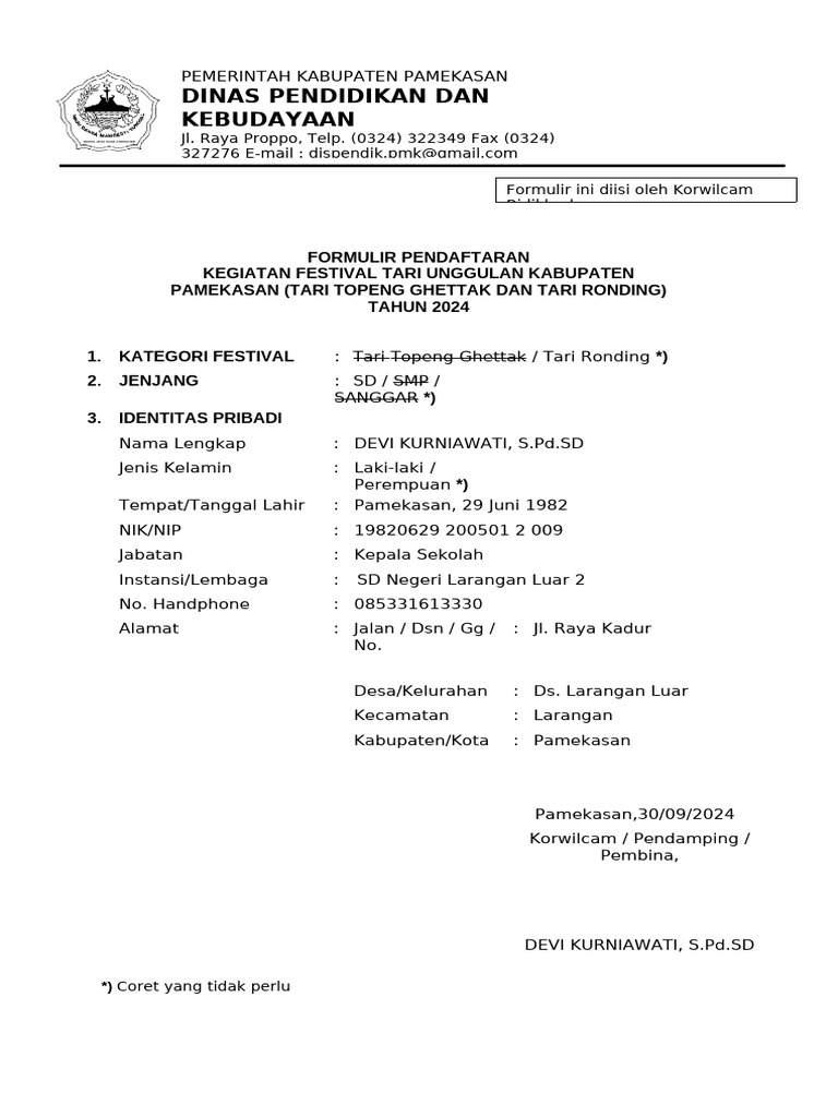 Juknis SD - Festival Tari Unggulan Pamekasan 2024 1 | PDF