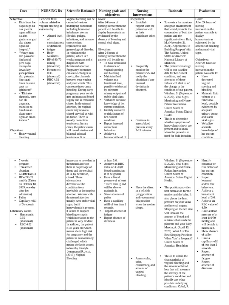 Deficient Fluid Volume NCP | PDF | Blood | Vagina