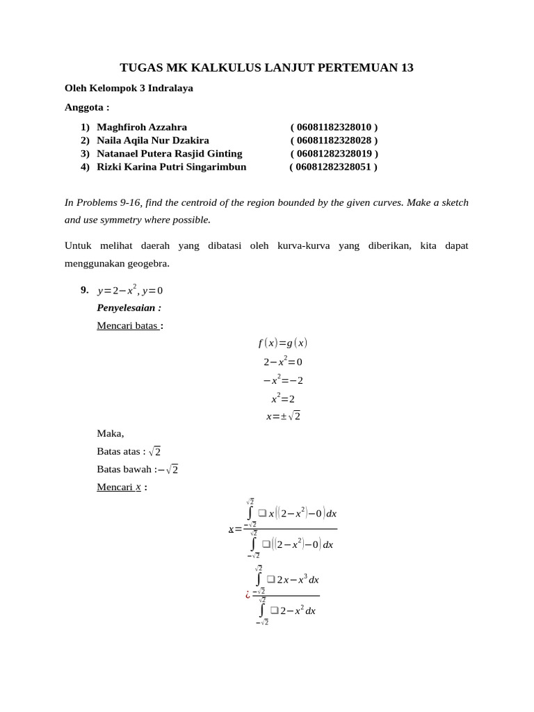 TUGAS MK KALKULUS LANJUT PERTEMUAN 13 v3 | PDF