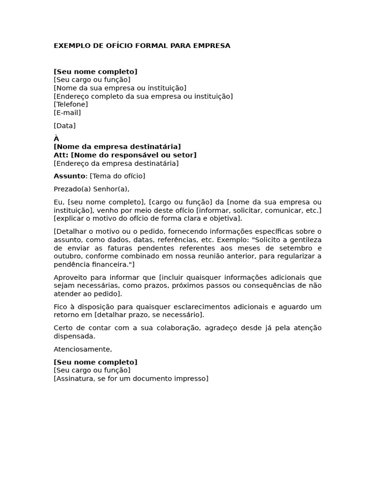 Exemplo de Ofício Formal para Empresa | PDF