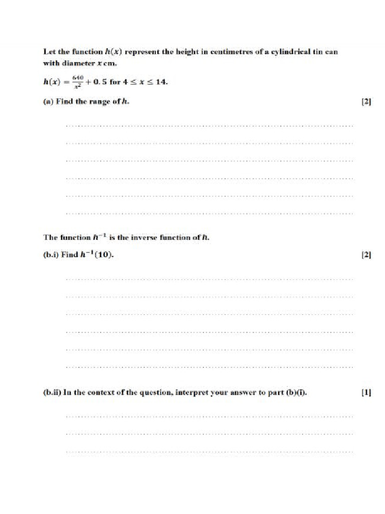 Ibdp Math Ai Functions Past Paper | PDF