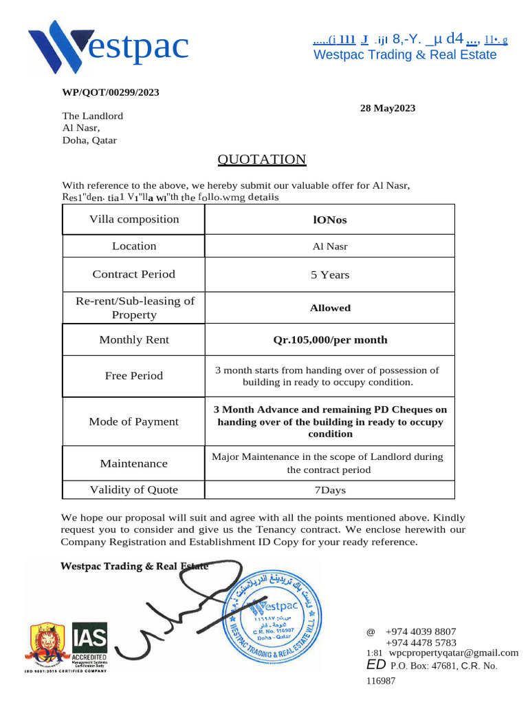 Quotation For Rental Building | PDF