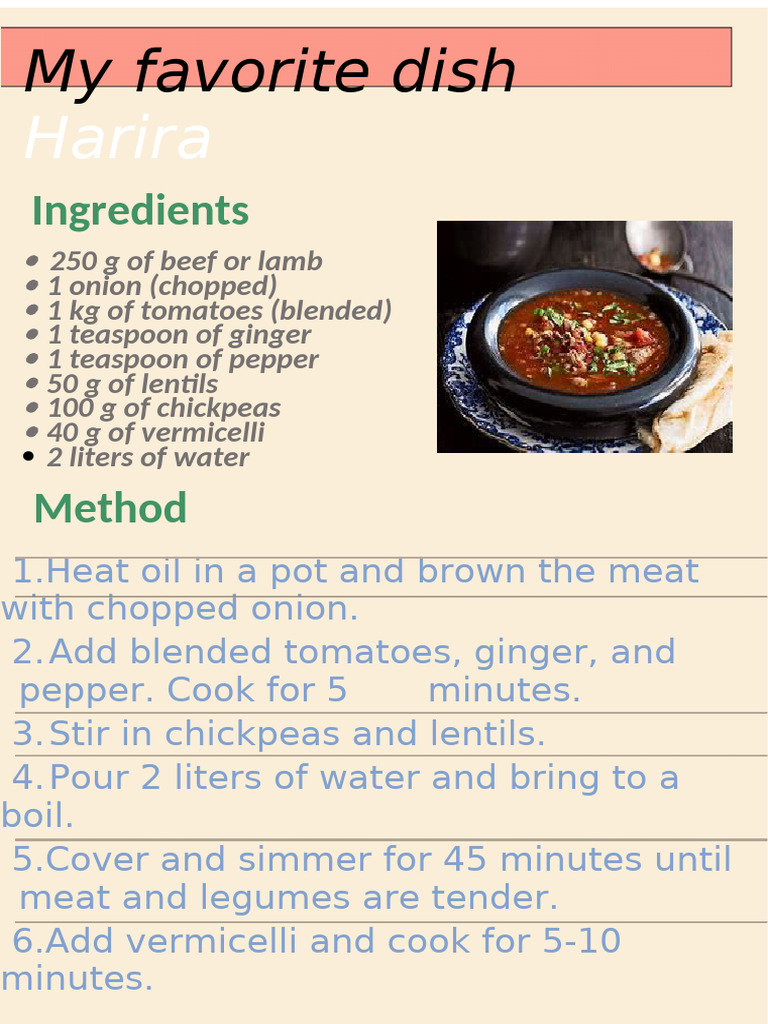 My favorite dish (by mustapha mounir) | PDF