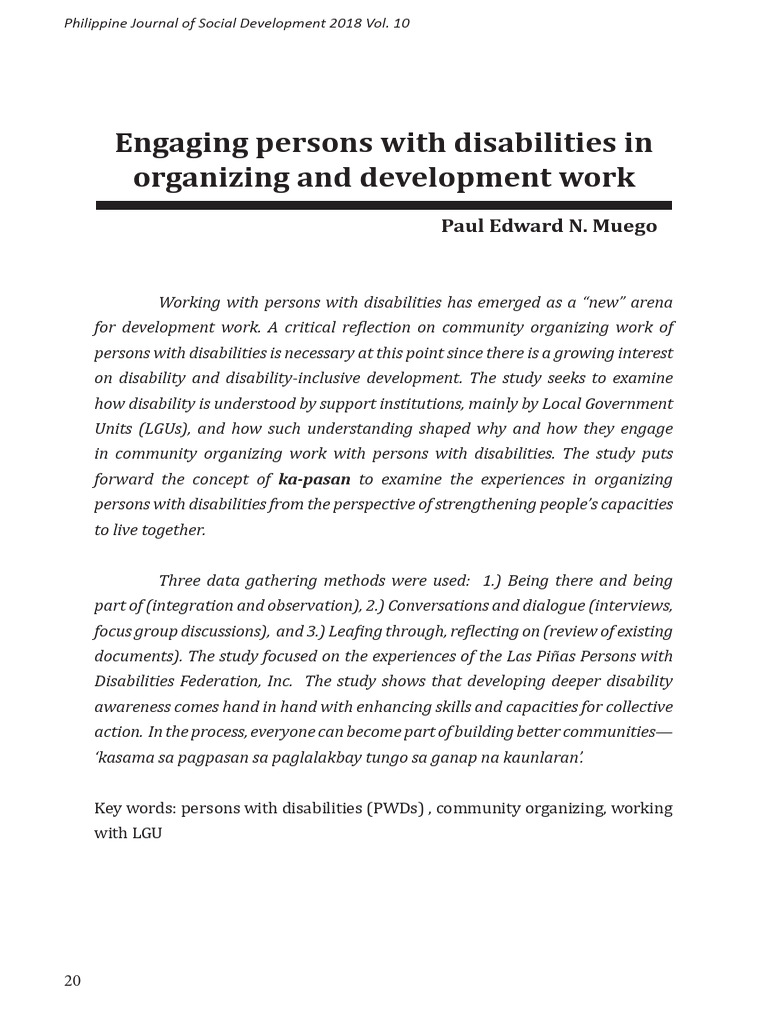 Engaging Persons With Disabilities in Organizing and Development Work ...