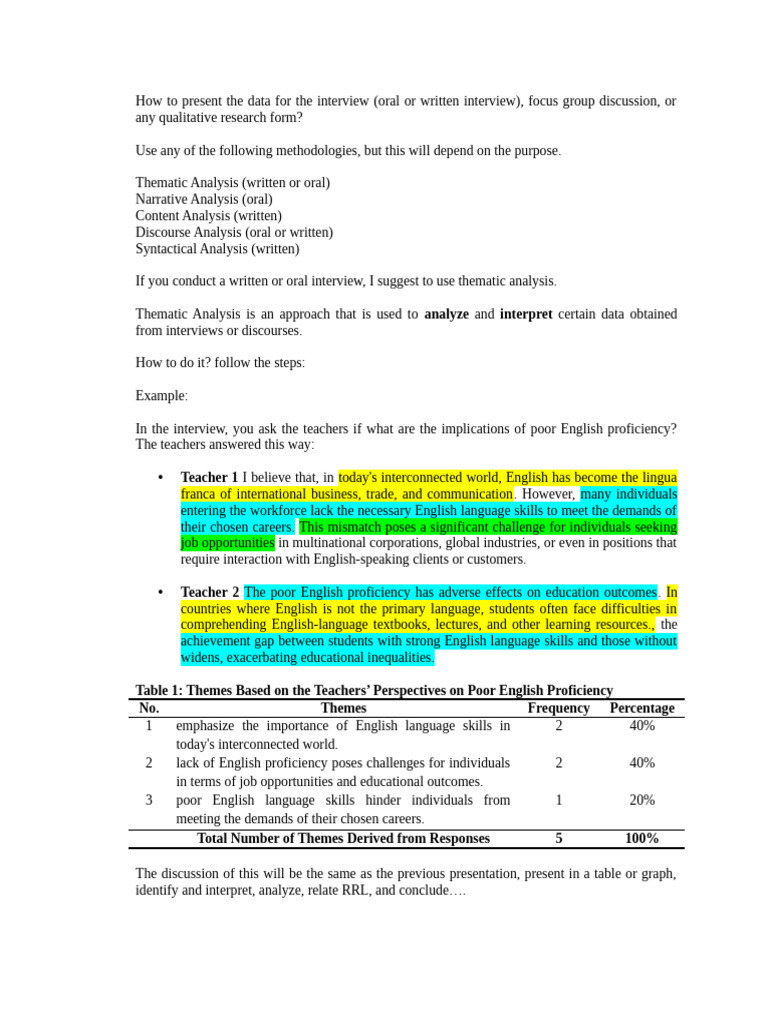 How To Analyze and Present A Data For Interview Fdg... | PDF | Human Communication