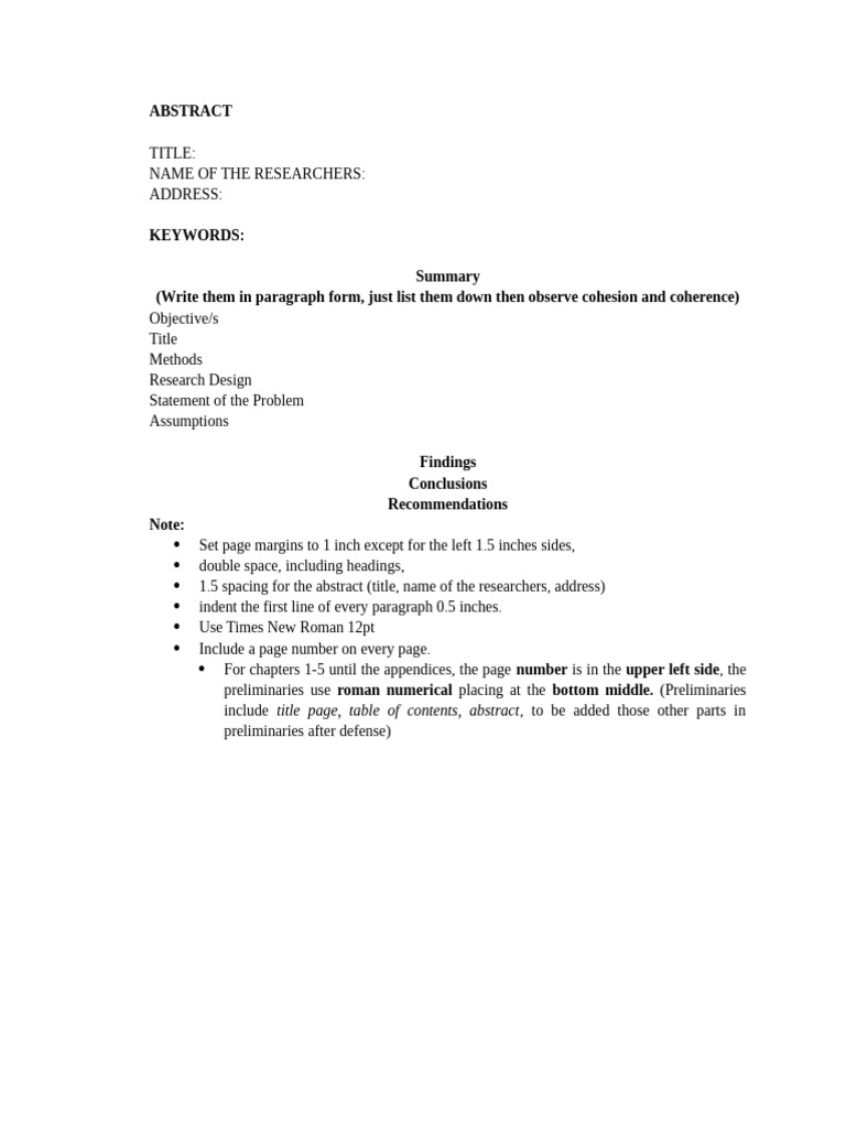 Abstract Format - Traditional and Formatting | PDF