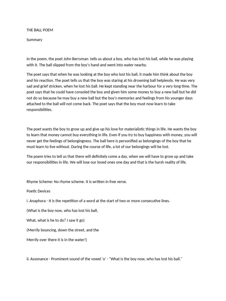 THE BALL POEM-WPS Office | PDF | Poetry