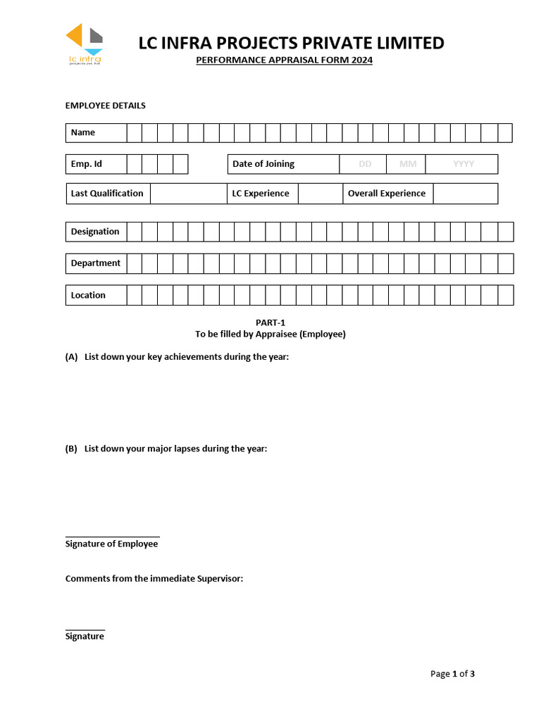 Performance Appraisal Form - 2024 | PDF | Social Psychology | Business