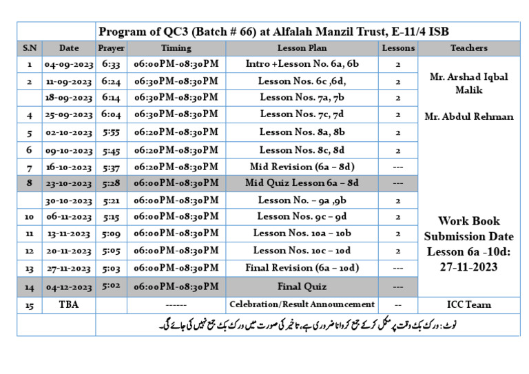 QC3 B#66 Complete Lesson Plan (Without Colour) | PDF