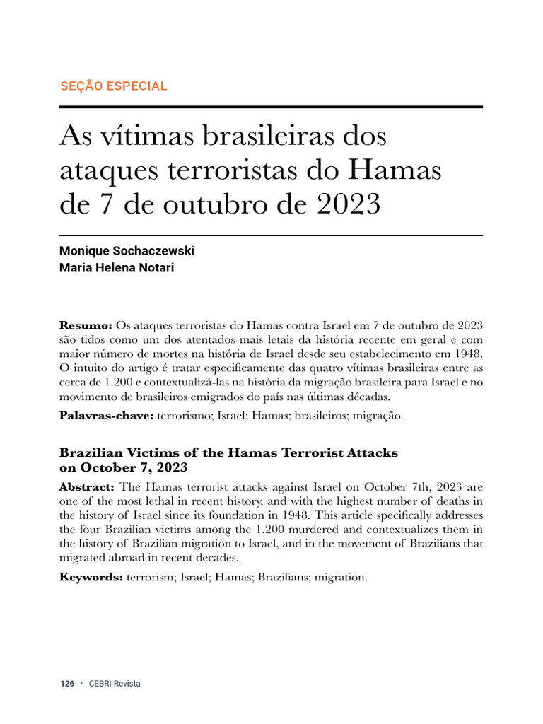 7 Monique Sochaczewski & Maria Helena Notari | PDF | Hamas | Israel