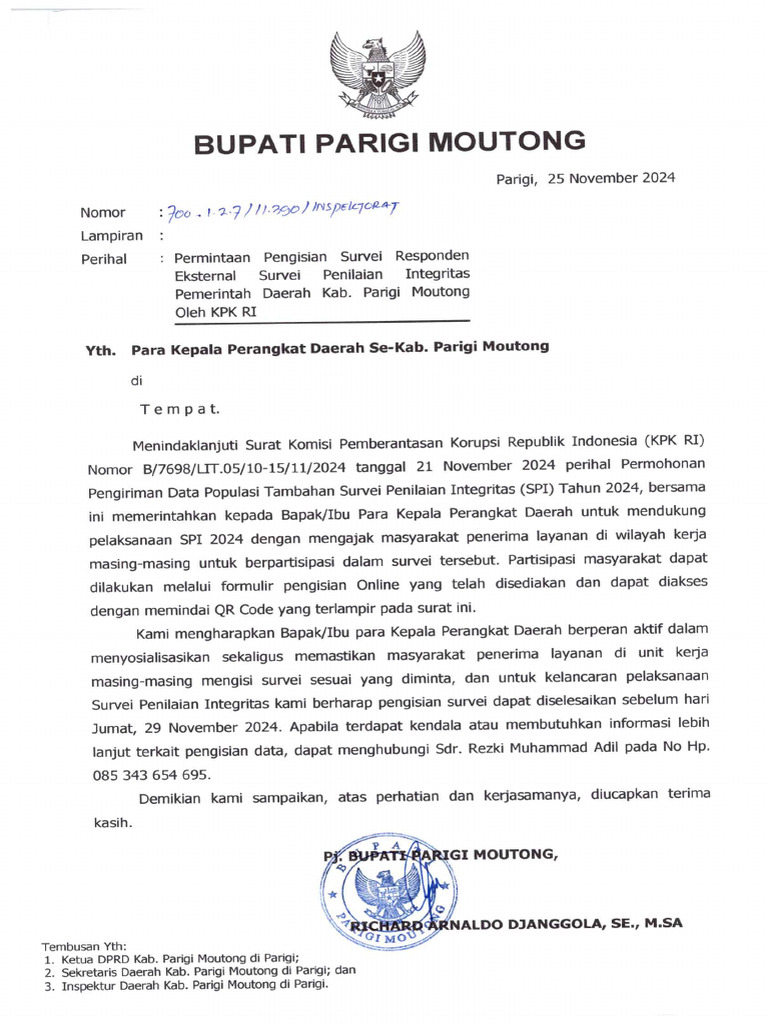 Permintaan Calon Responden Eksternal SPI 2024 | PDF