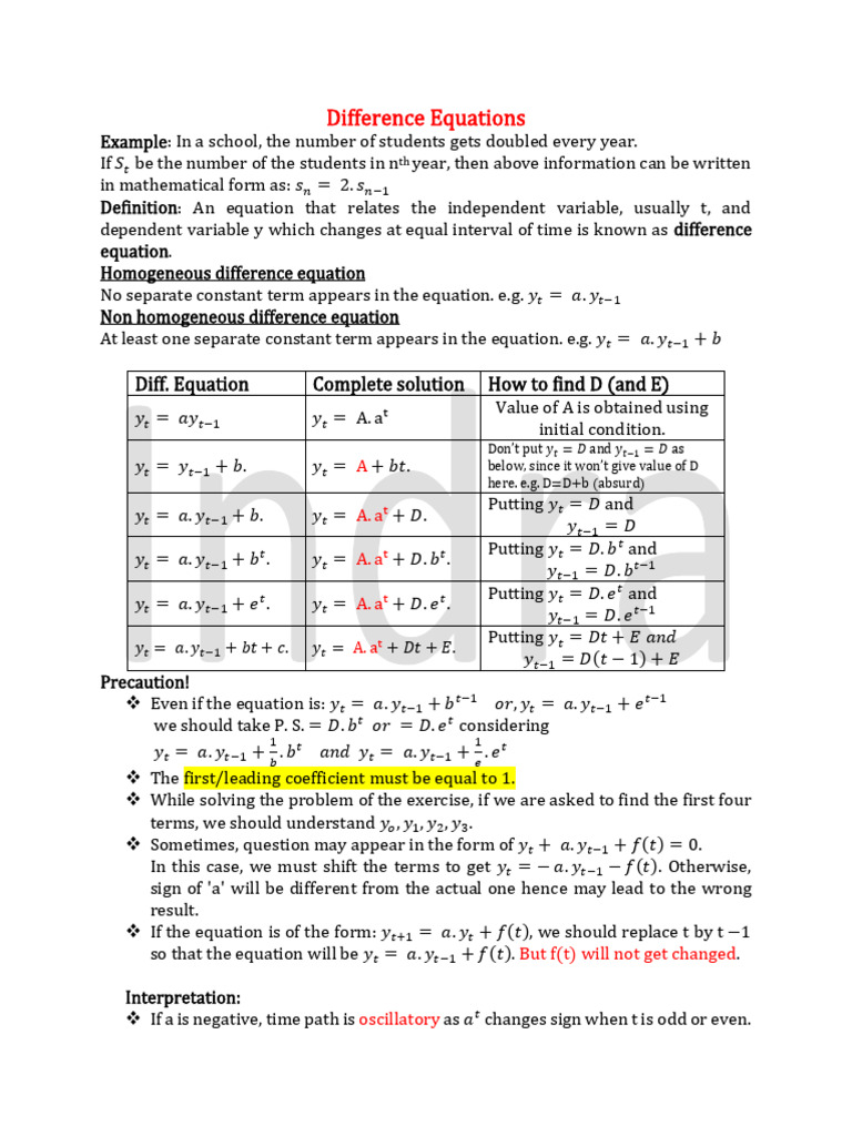 6.-Difference-equation | PDF | Initial Condition | Recurrence Relation