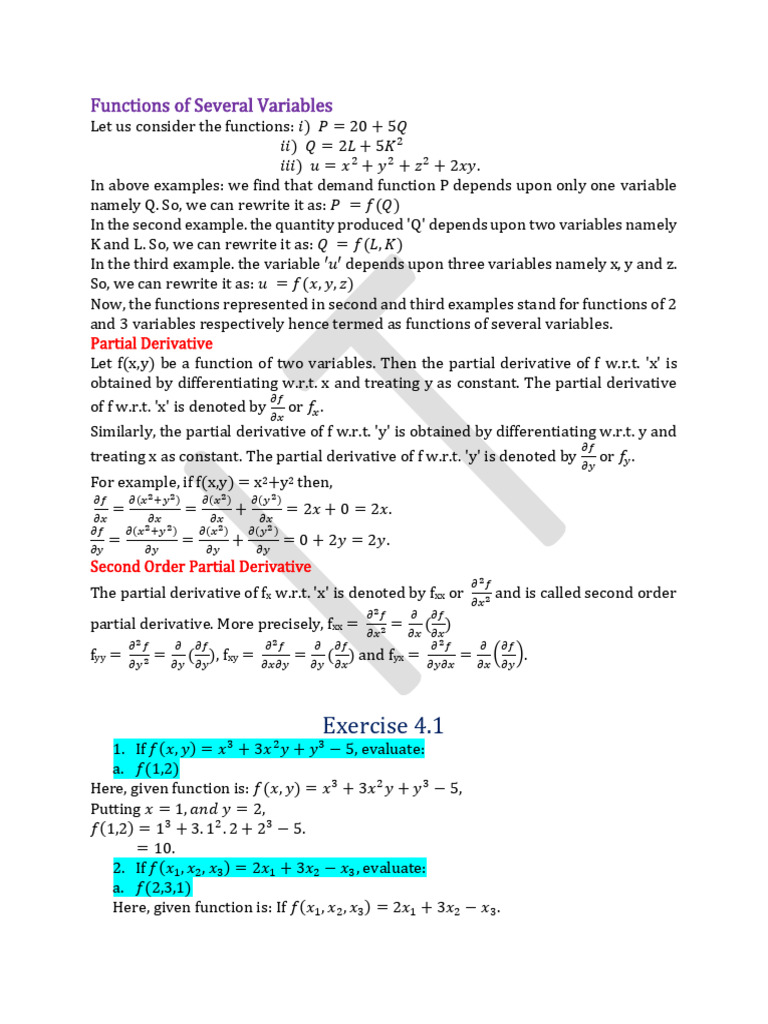 4.a.-Functions-of-Several-variables | PDF | Economics | Microeconomics