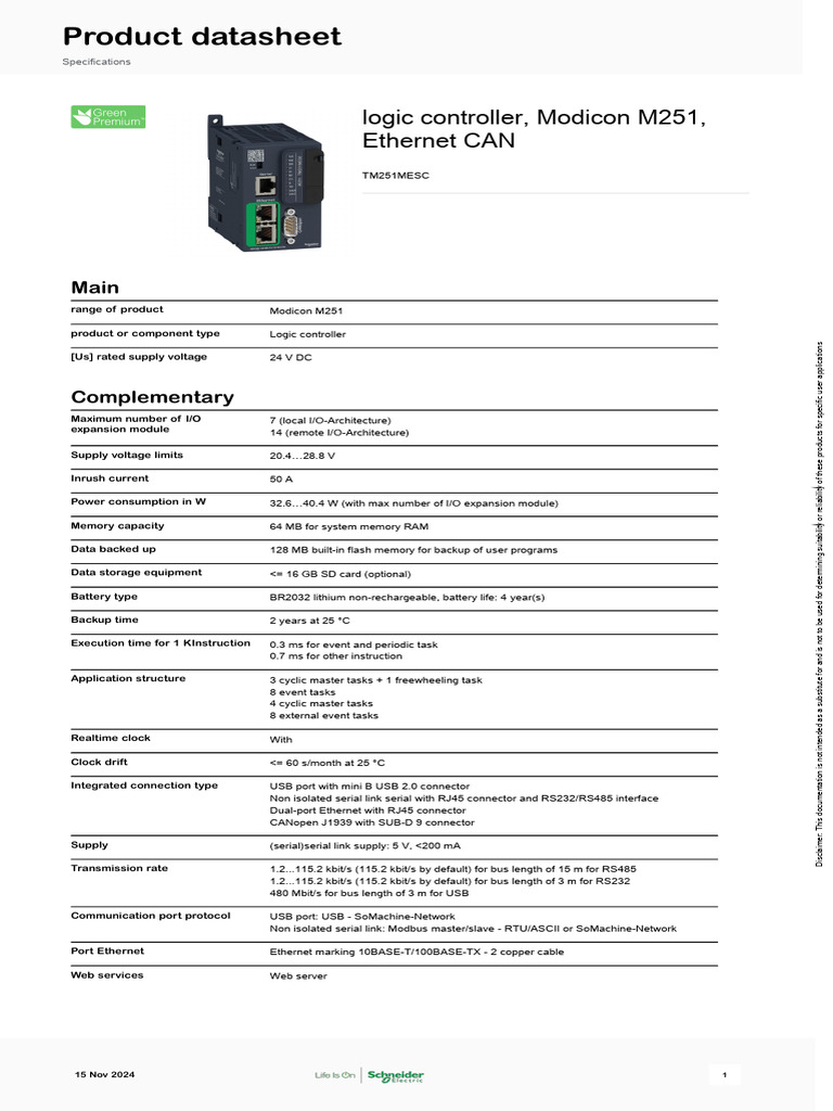 Schneider Electric Modicon-M251 TM251MESC | PDF | Computing | Computer Science