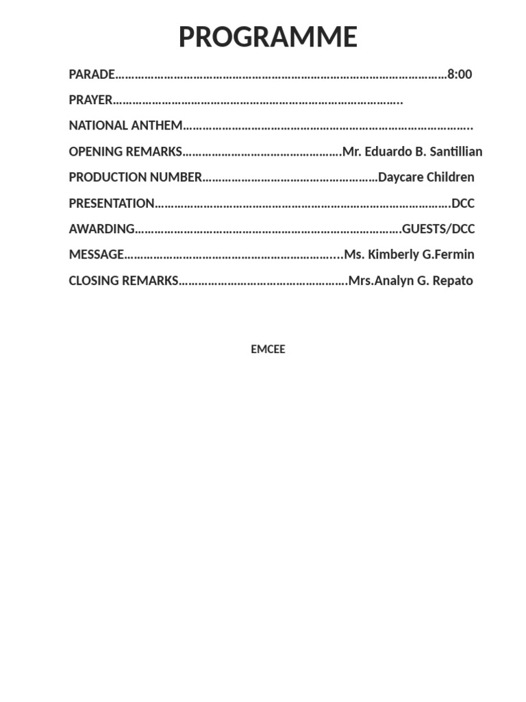 Programme: Emcee | PDF