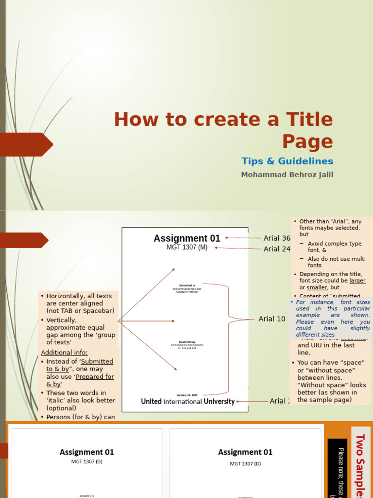 Title Creation Guidelines for MGT 1307 | PDF | Typefaces | Arial