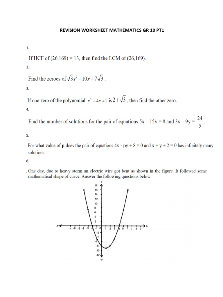 Poly, Real Number, Linear Equation MATHEMATICS GR 10 PT1 | PDF