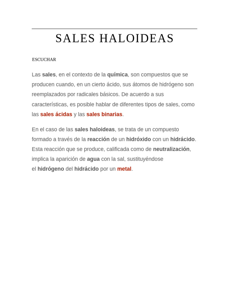 SALES HALOIDEAS | PDF | Sal (química) | Cloruro