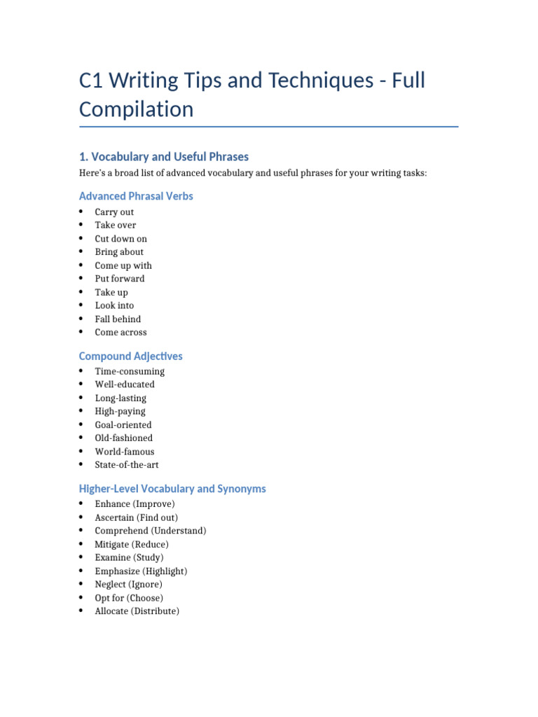 C1 Full Compilation Writing Tips | PDF | Sustainability | Economic Growth