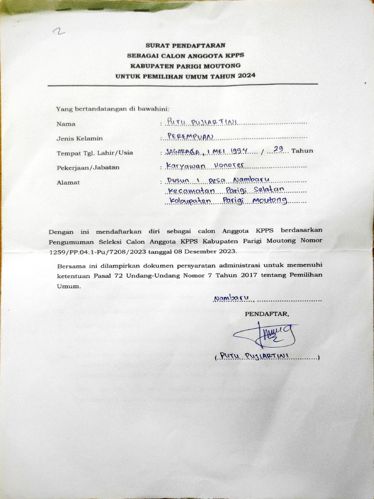 Surat Pendaftaran | PDF