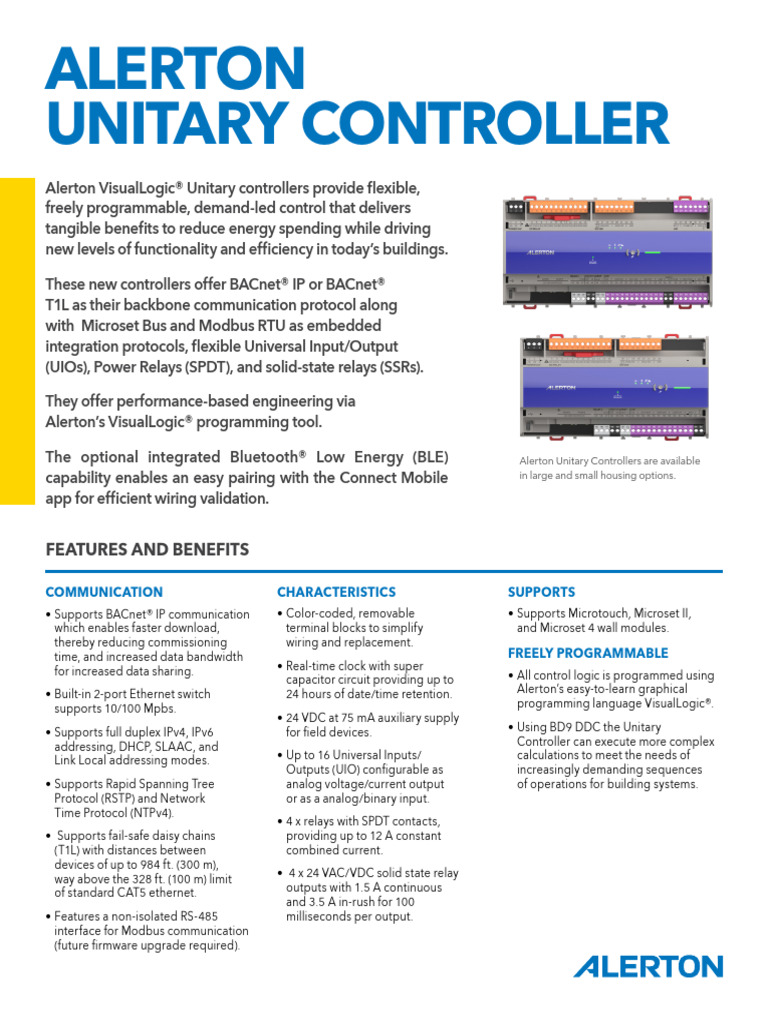 Alerton Unitary Controller - Product Datasheet - 31 00696 - 01 | PDF ...