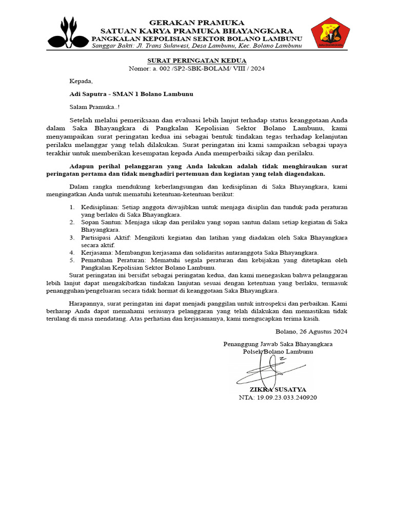 Surat Peringatan Ke 2 Adi Saputra-1 | PDF