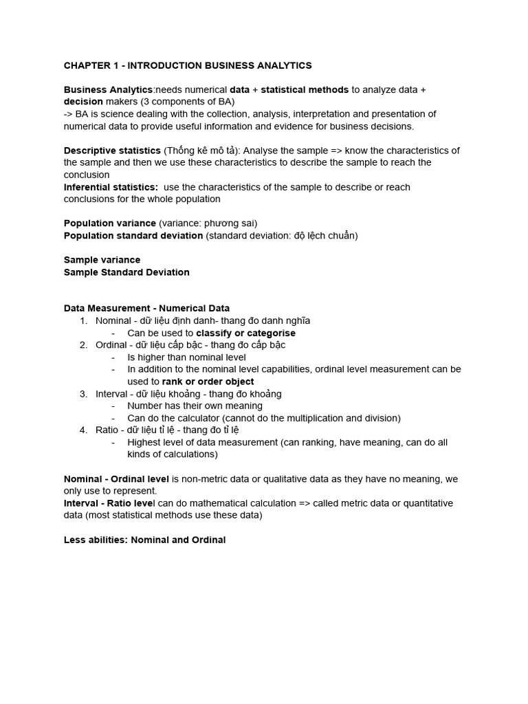 Business Analytics Fundamentals Explained | PDF | Level Of Measurement | Mode (Statistics)