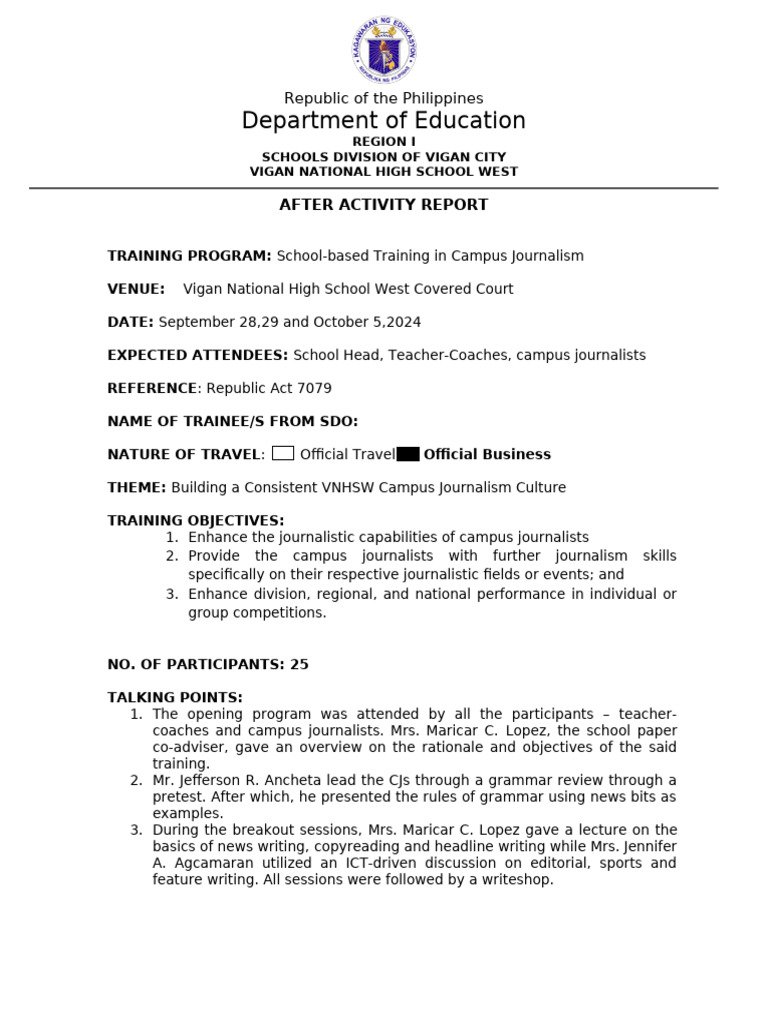 Harbs 2024-2025 After Activity Report | PDF | Human Communication