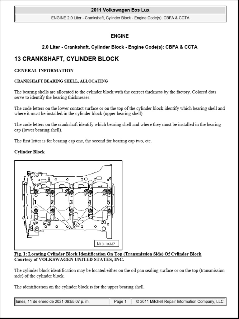 Eos Lux 2.0L 2011 | PDF | Piston | Bearing (Mechanical)