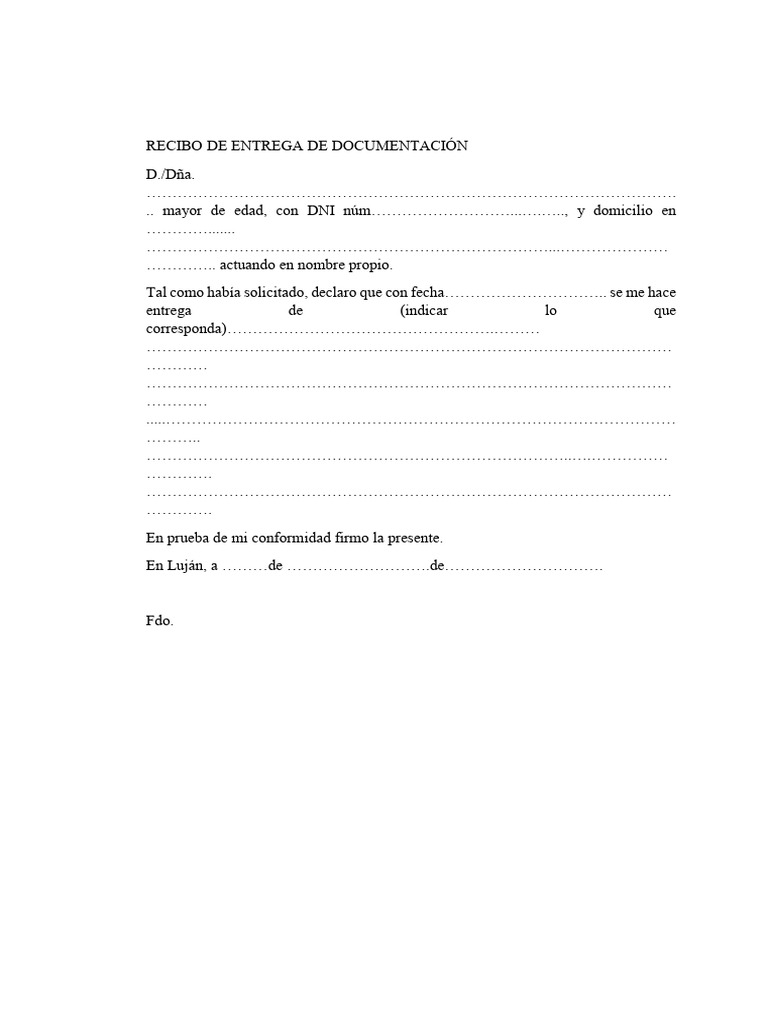 Recibo de Entrega de Documentación | PDF