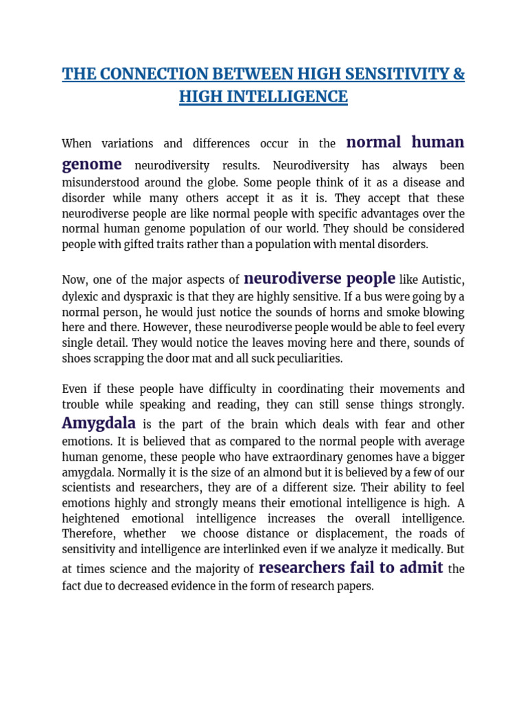 The Connection Between High Sensitivity & High Intelligence | PDF ...