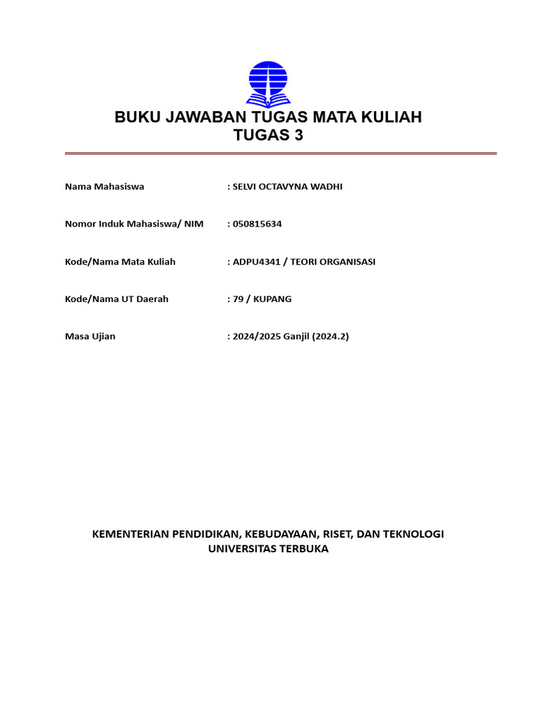 Tugas 3 Teori Organisasi | PDF