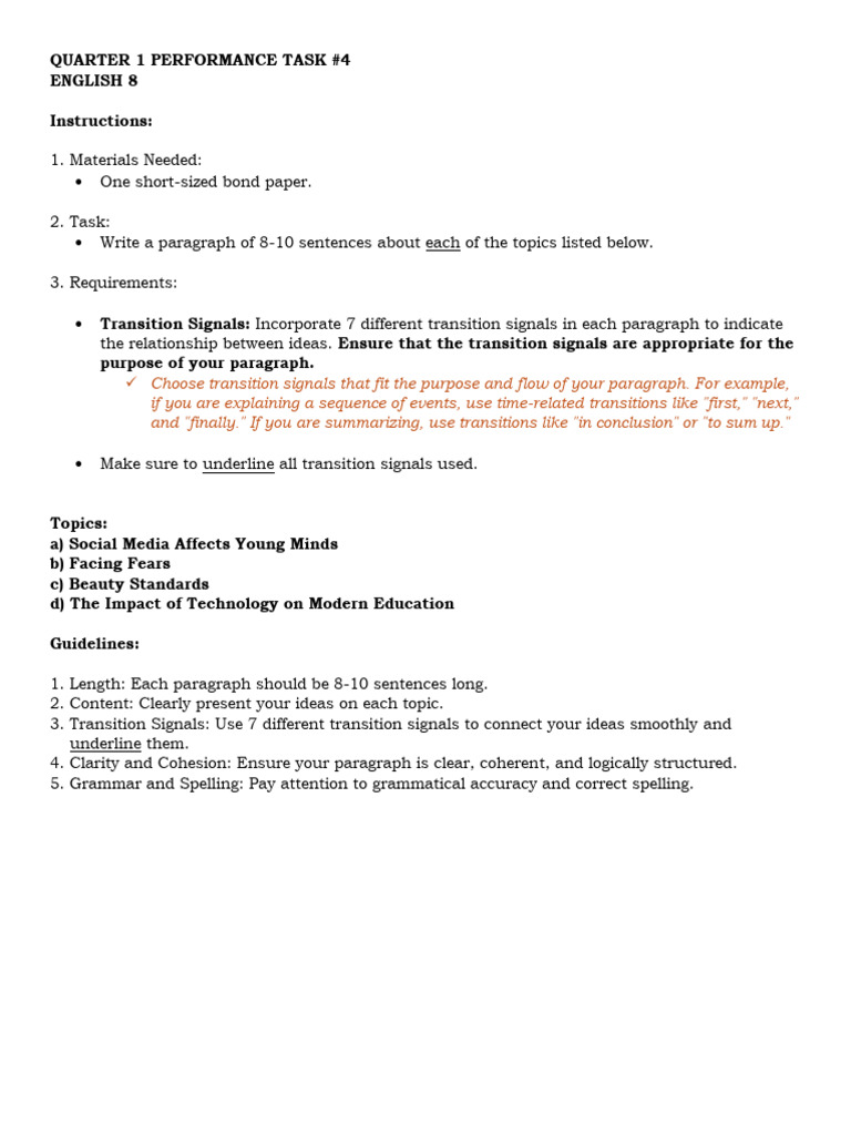 Quarter 1 Performance Task 4 Sy24 25 | PDF