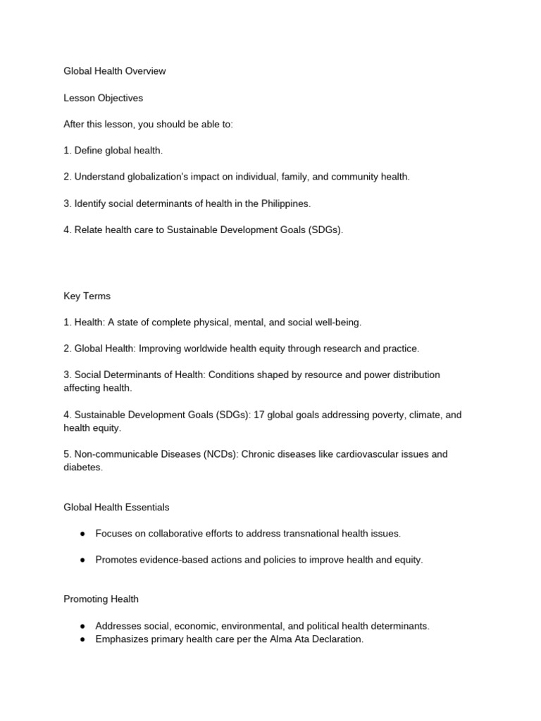 Global Health Overview | PDF