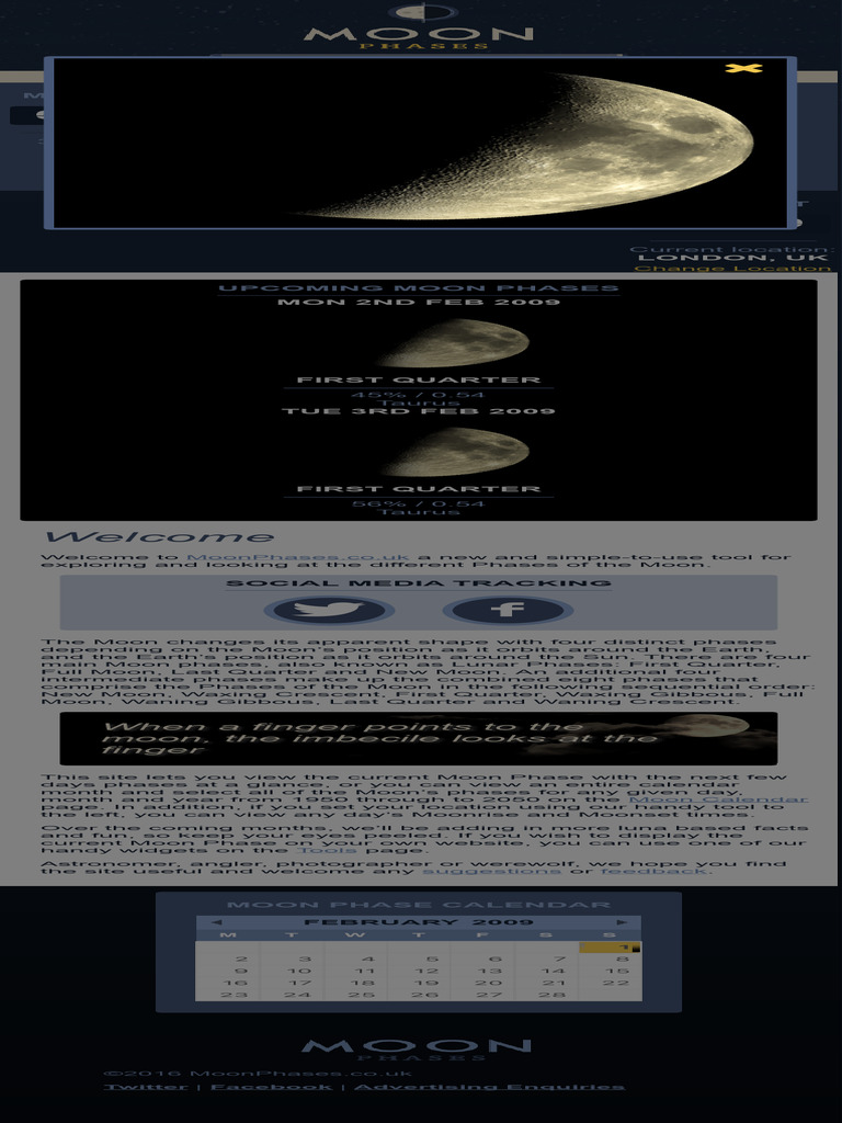 Current Moon Phases in London | PDF | Moon | Physical Sciences