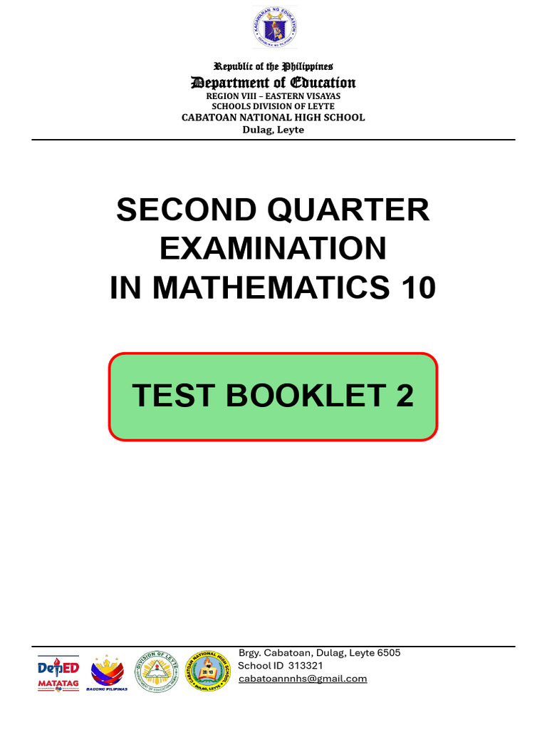 Math 10 2nd Quarter Exam | PDF | Rectangle | Elementary Mathematics
