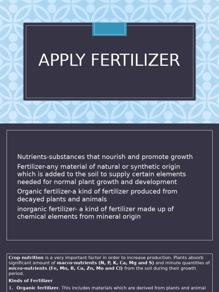 Apply fertilizer | PDF | Fertilizer | Soil