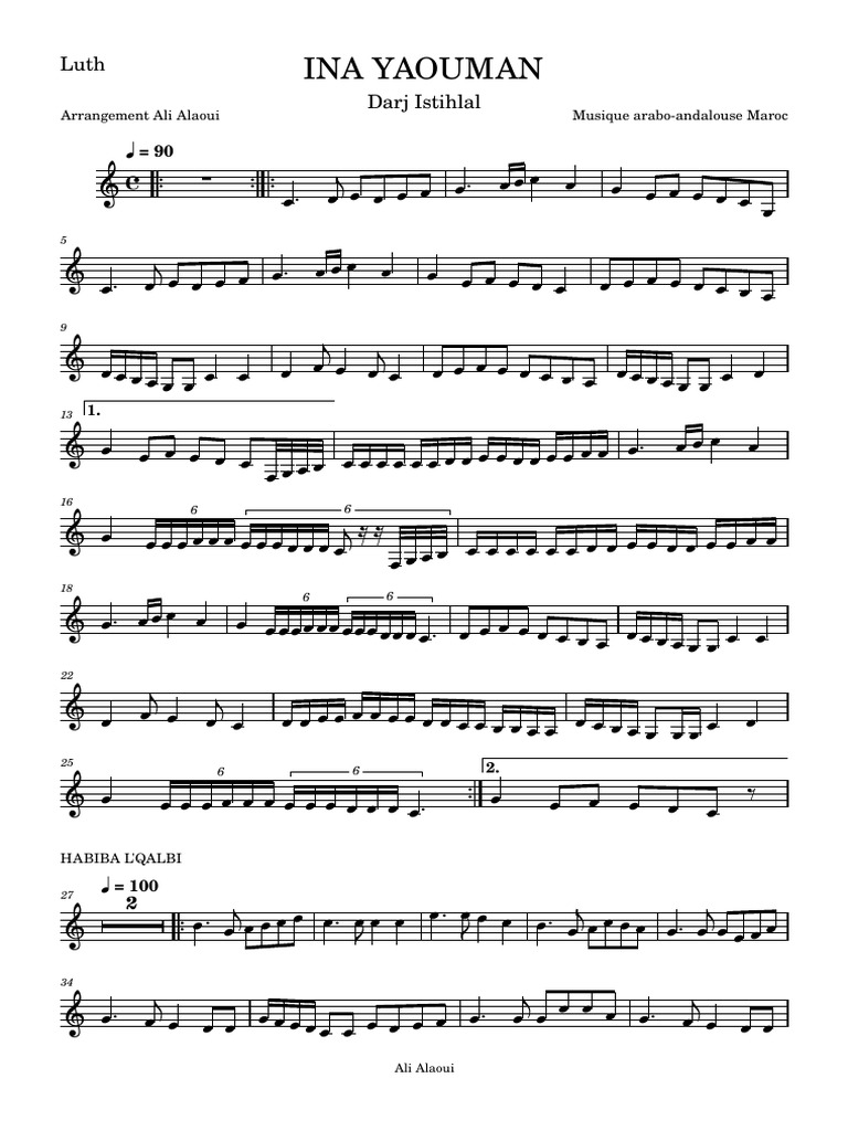 Arabo-Andalouse Music Score | PDF