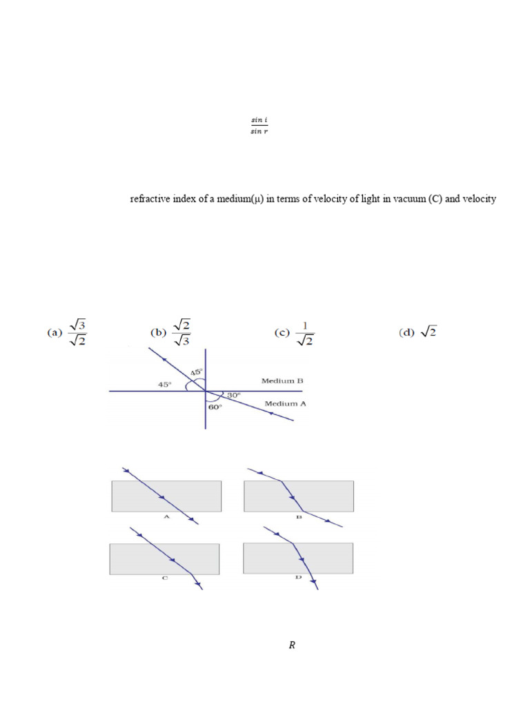 LIGHT_WORKSHEET_1[1] | PDF | Refractive Index | Mirror