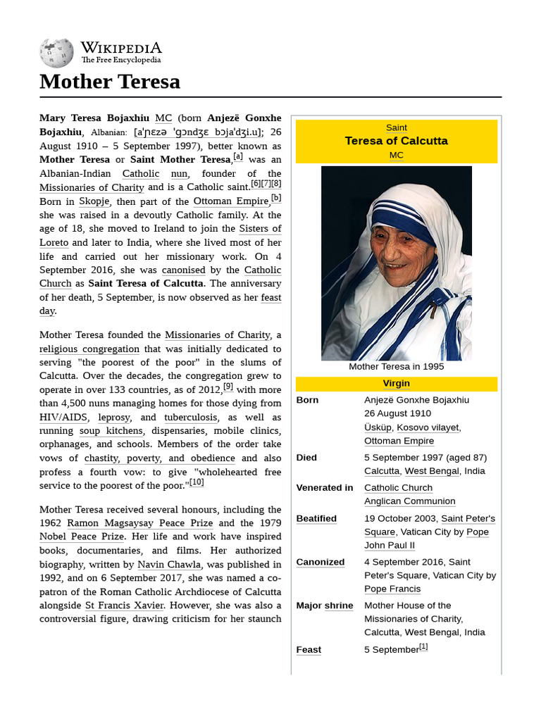 Mother Teresa | PDF | Mother Teresa