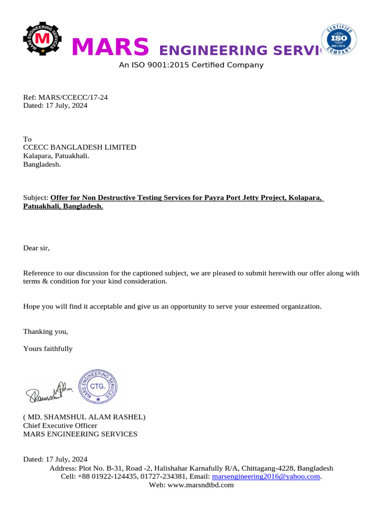 Offer Letter | PDF | Nondestructive Testing