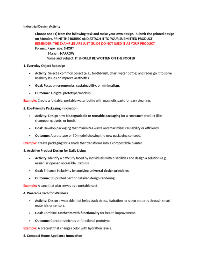 Industrial Design Activity - MIL | PDF | Prototype | Packaging And Labeling